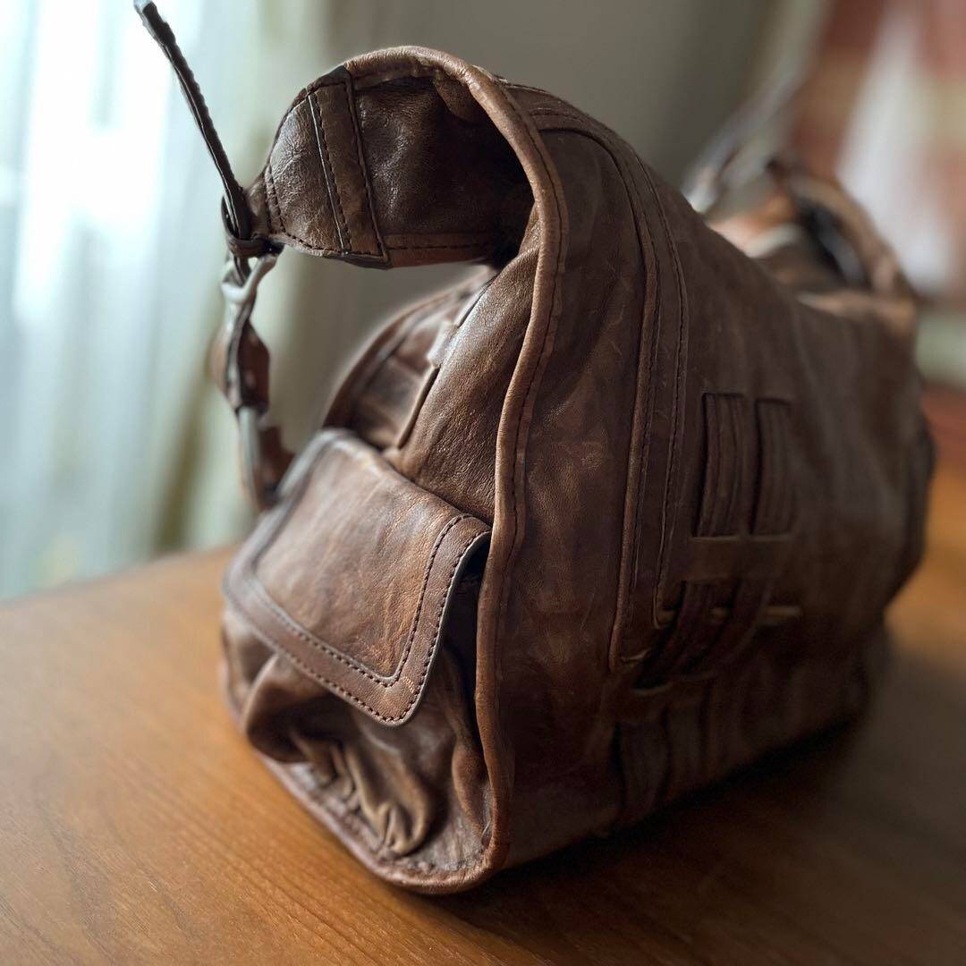 Junior Drake Shoulder Bag Distressed Leather in Brown USED Once Mint ...