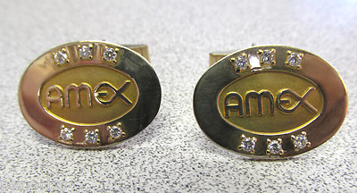 Amex Diamond Cufflinks " American Exchange " 14k Gold & Diamonds Make ...