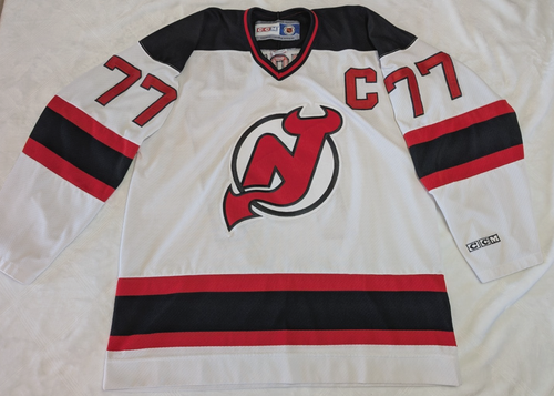 Vintage CCM Official New Jersey Devils White Jersey #77 Captain NHL ...