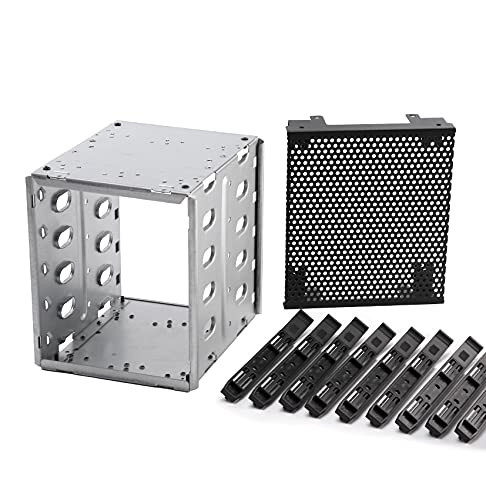 Stainless Steel Hard Drive Cage, 5.25" to 5x 3.5" Rack SAS for Computer ...