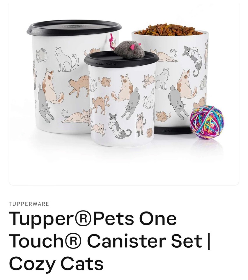 LAST ONE! Tupperware Tupperpets Cozy Cats Canister 18/12/8 Cup Set of 3 NEW | eBay