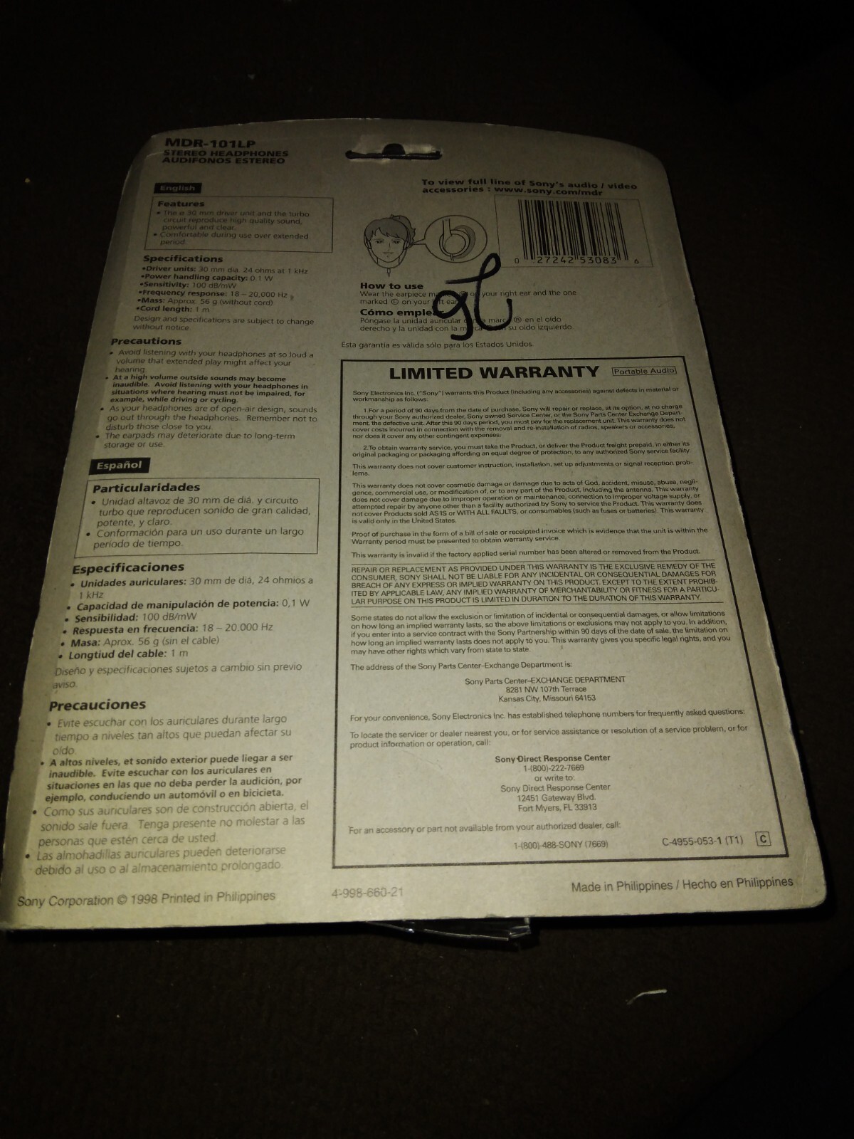 Vintage Sony Walkman Mdr-101 Headband Stereo Headphones Only A3 for ...