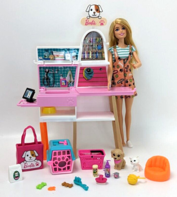 BARBIE VET PET BOUTIQUE TECHNICIAN DOLL PLAY SET DOG CAT GROOMING ...