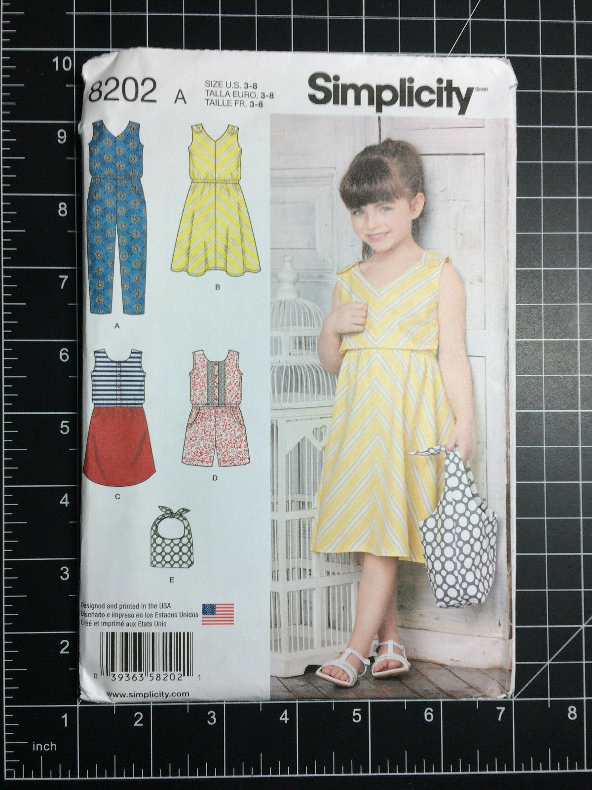 Simplicity #8202 ~ Pattern Jumpsuit Dress Bag ~ Child 3 4 5 6 7 8 ~ FF ...