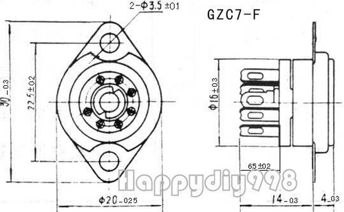10pcs Gold plated GZC7-F-G 7pin Vacuum tube socket for 6J1 6J2 2P2 6Z4 ...