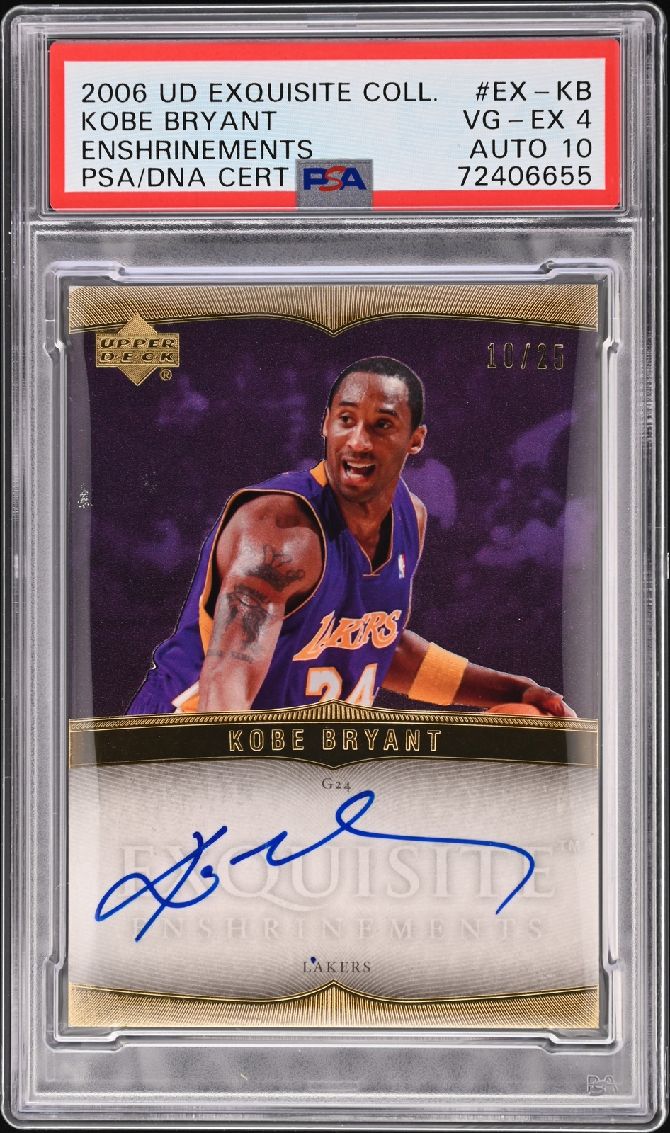 Kobe Bryant 2006-07 UPPER DECK Exquisite Enshrinements #EX-KB AUTO PSA ...