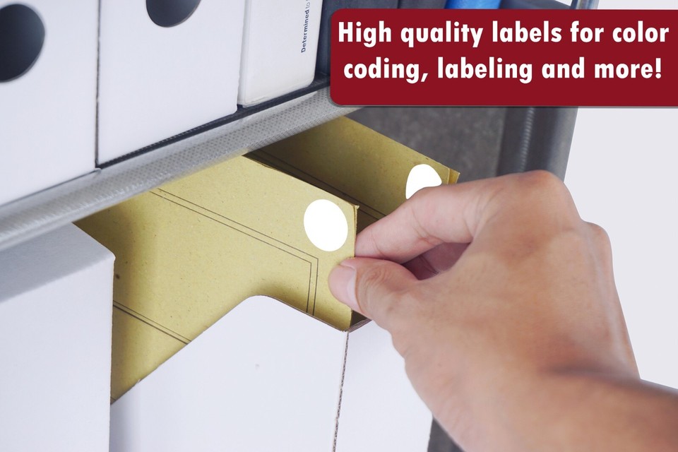 Color-Coding Labels in White Various Sizes 8MM-38MM (¼ " - 1 ½ ") 15 ...