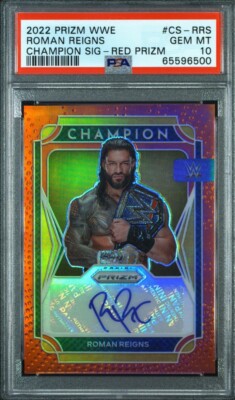 2022 Roman Reigns Panini Prizm WWE Auto Champion Sig-Red Prizm/99 PSA ...