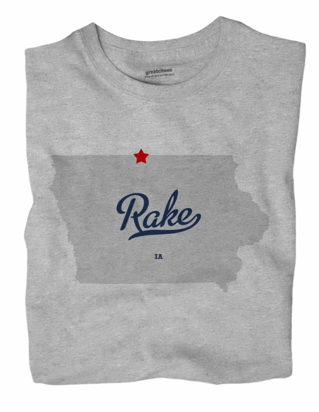 Rake Iowa IA T-Shirt MAP | eBay