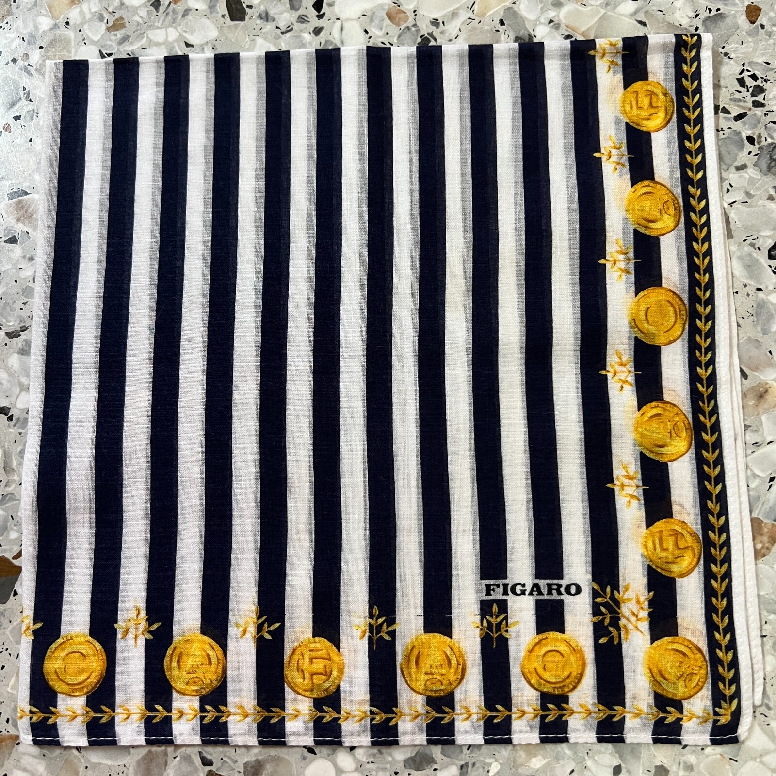 CLASSIC ART MAN HANDKERCHIEF COTTON POCKET SQUARE17" DARK BLUE STRIPED ...