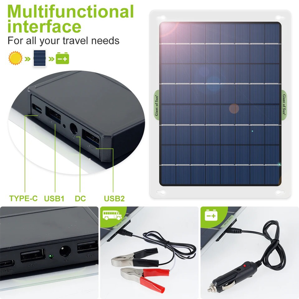 50W Solar Panel Trickle Battery Charger Maintainer For Car RV 12 Volt ...