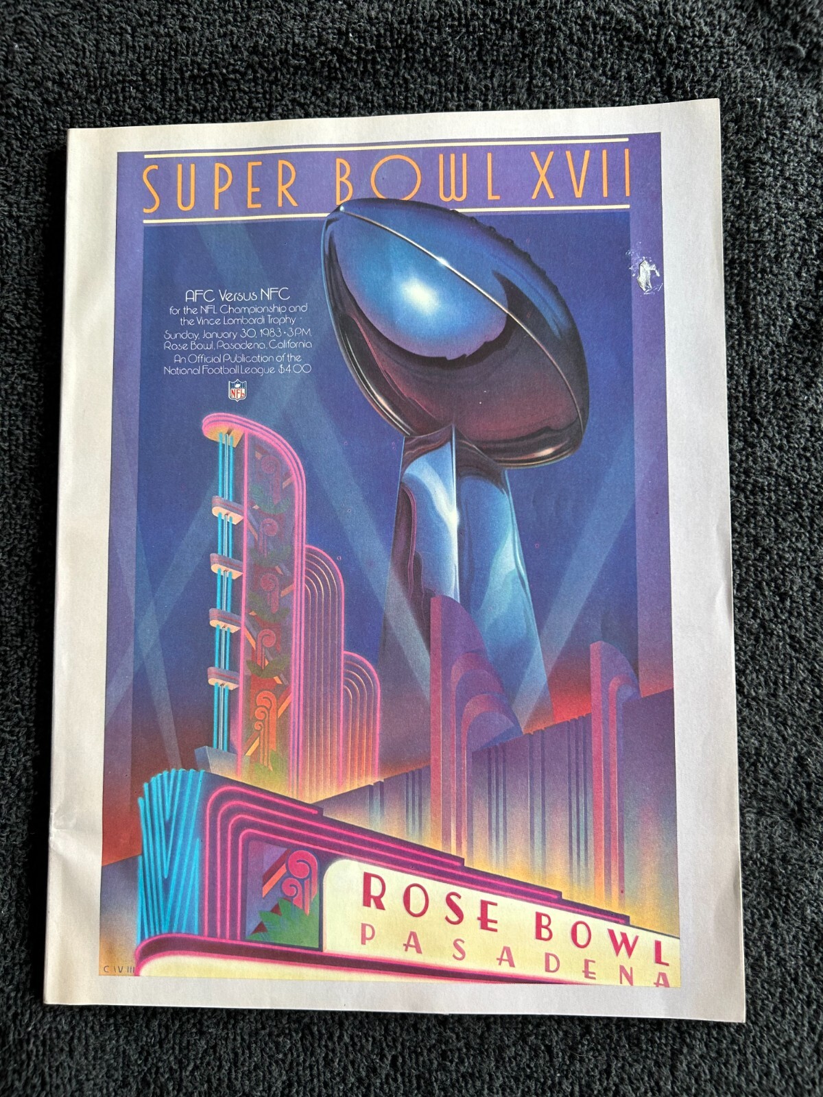 NFL Super Bowl Game Program XVII JAN 30 1983 PASEDENA CA NICE GRADE ...