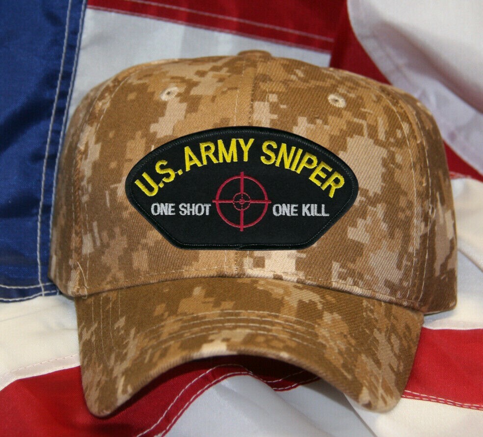 SNIPER US ARMY HAT PATCH USA VETERAN ONE SHOT ONE KILL TARGET USA RIFLE ...
