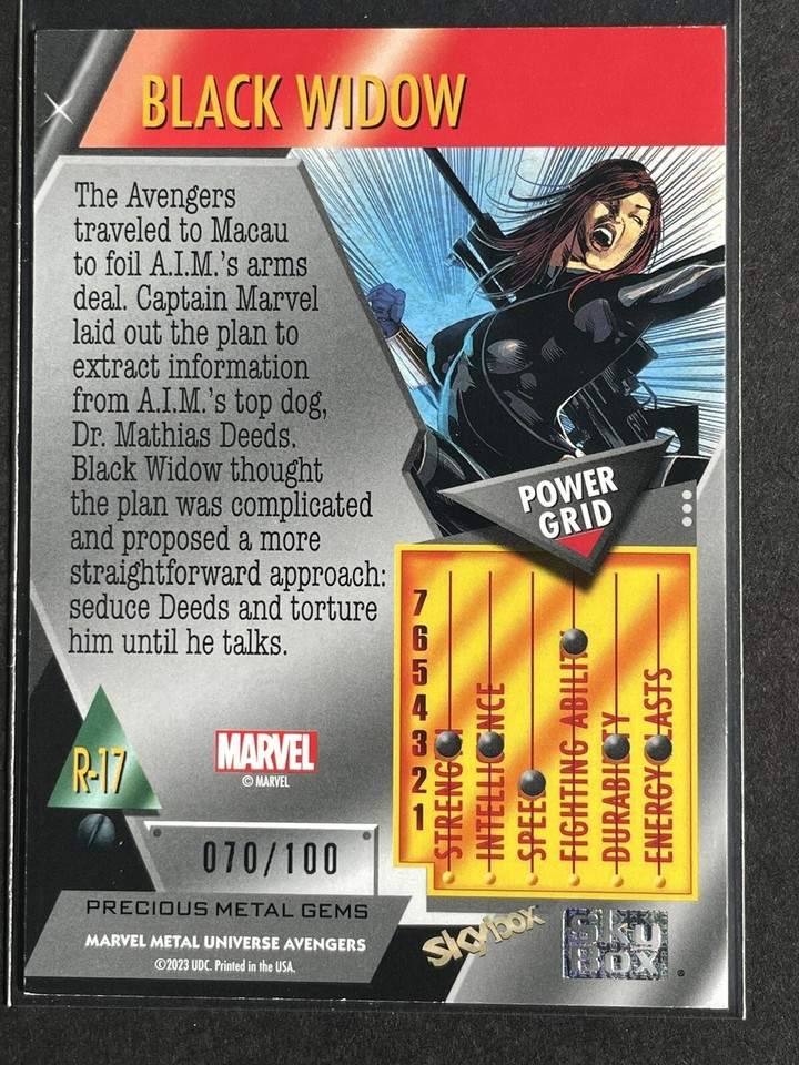 2024 Marvel Metal Avengers Retro Precious Metal Gems PMG Red Black ...