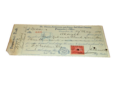 MAY 1899 DELAWARE LACKAWANNA & WESTERN RAILROAD DL&W CHECK #4438 | eBay