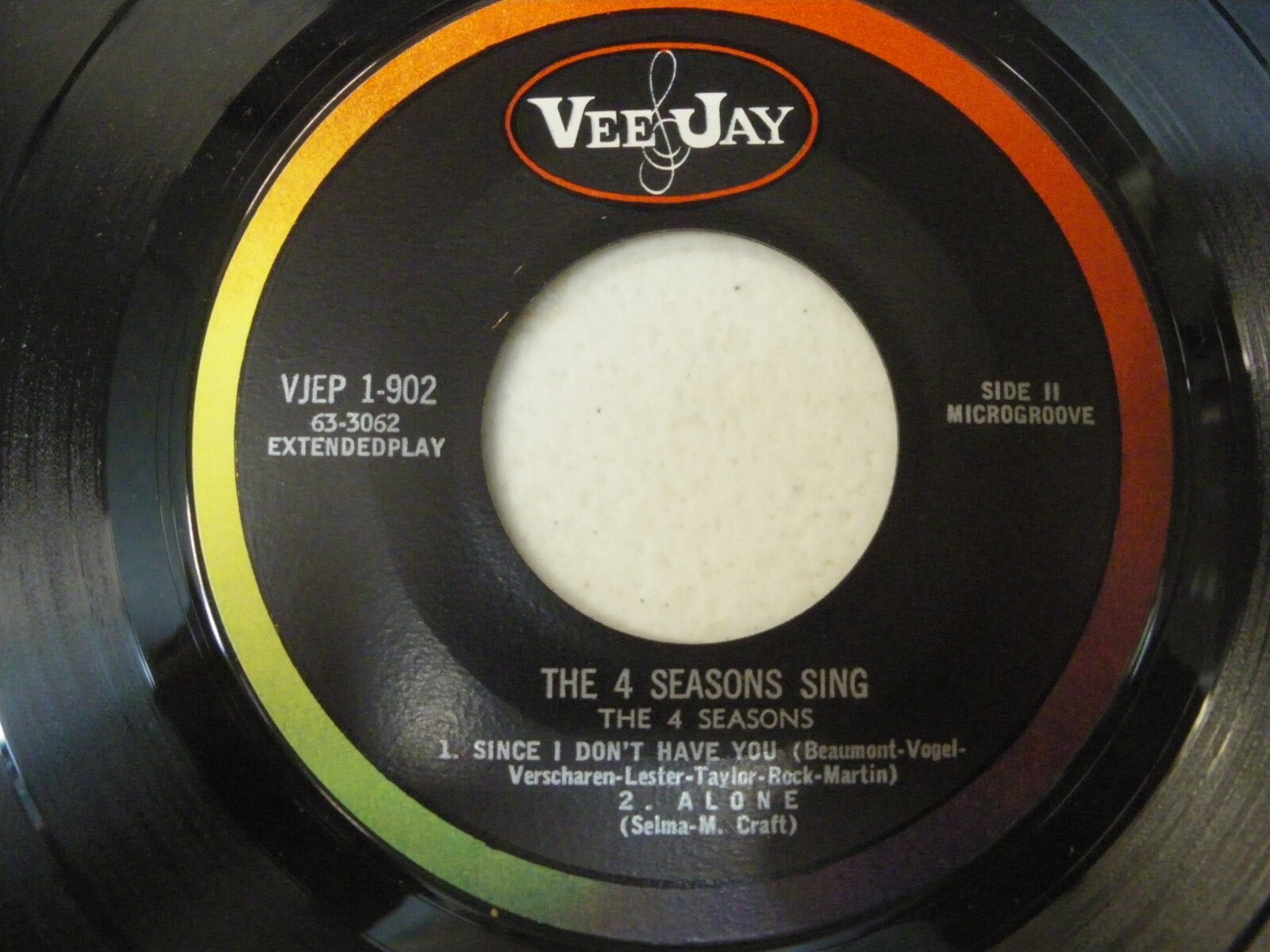 Frankie Valli & Four Seasons 1963 Vee Jay 4 song EP 1-902 "Alone ...