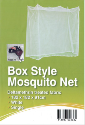 Single Box Style Mosquito Net White Camping Home Mozzie Insect Net ...