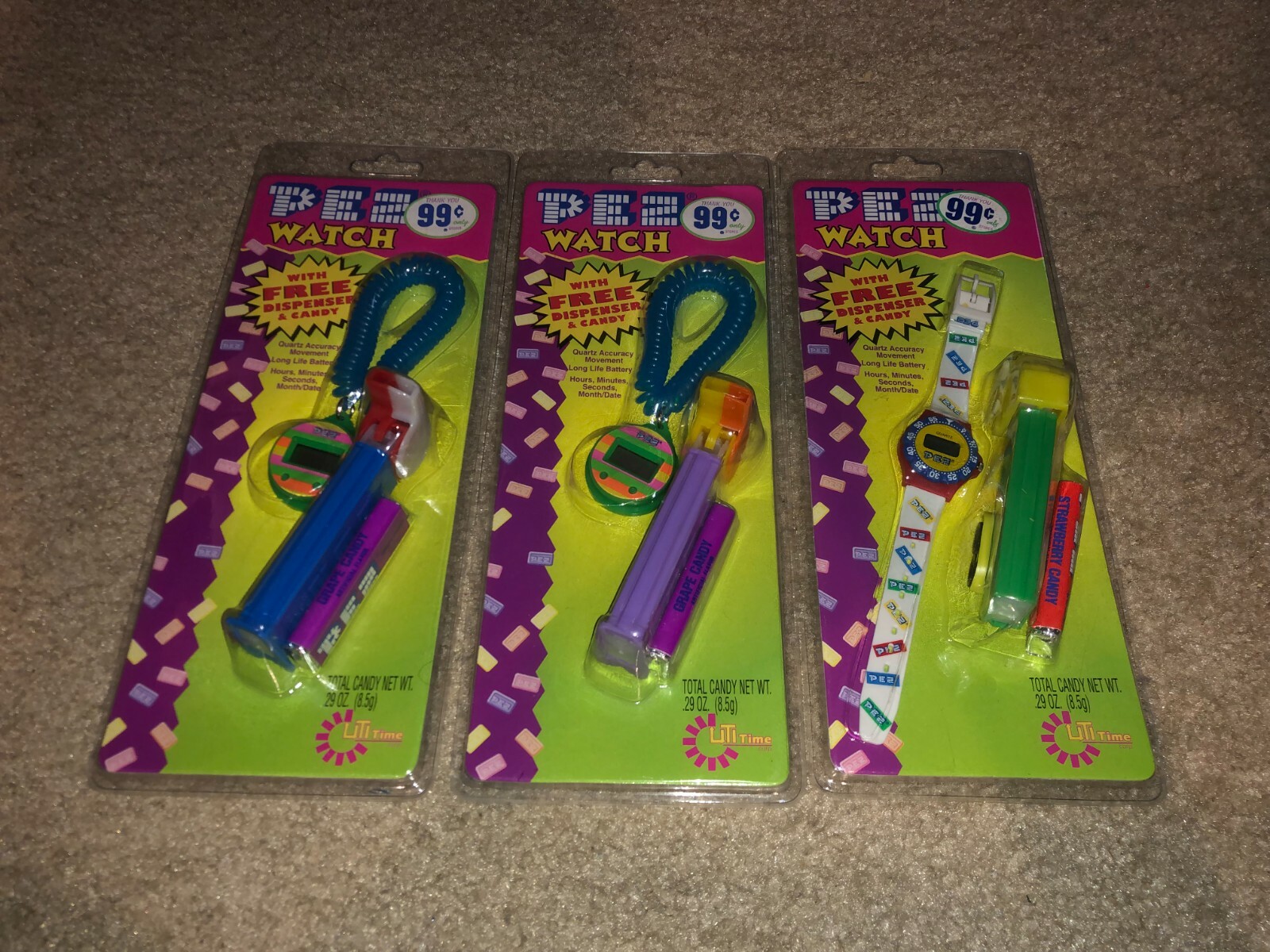 Lot of 3 Vintage 1997 PEZ LCD Watches: Truck, 2 Whistles *NEW/SEALED ...