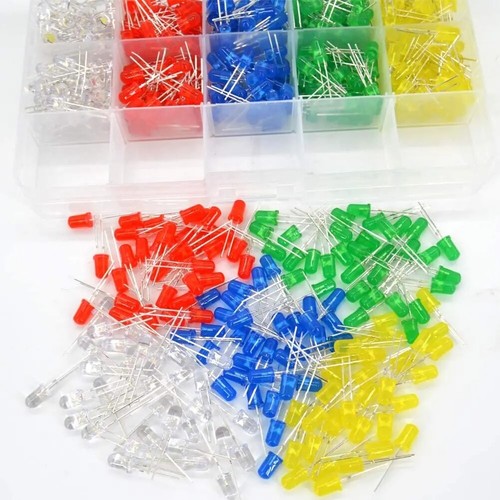 500Pcs 3mm LED Light 5 Color Mixed DIY Assortment Diodes Kit Light ...