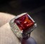6 cwt. Red Garnet Square Ring made w Swarovski Crystal Rhodium Plated ...