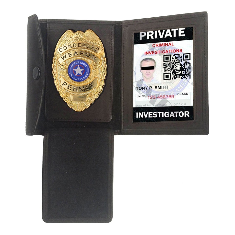 ID Badge Black Bifold Wallet, Concealed Carry Weapon Badge Wallet | eBay