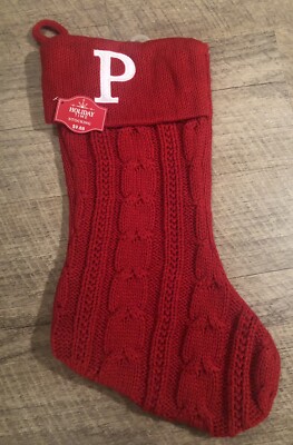 Stocking Monogram Letter "P” Knit Stocking Holiday Time Christmas ...