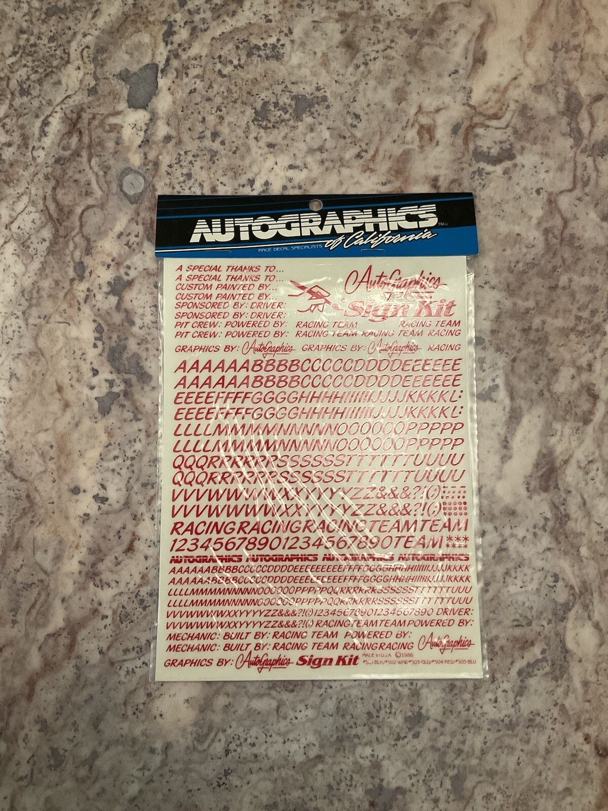 Vintage Autographics Red Sign Kit Sticker Sheet RC Pan Car Body Parma ...