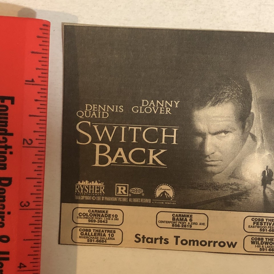 Switchback Vintage Movie Print Ad Dennis Quaid Danny Glover Tpa26 | eBay