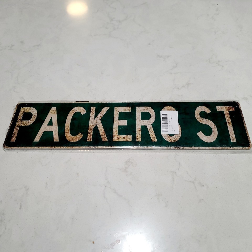 NEW NFL Green Bay Packers Metal RUSTIC STREET Sign 16" x 4" Room ...