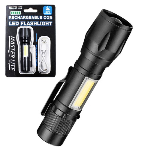 1 Rechargeable Mini Tactical COB LED Flashlight 3 Light Mode Adjustable ...
