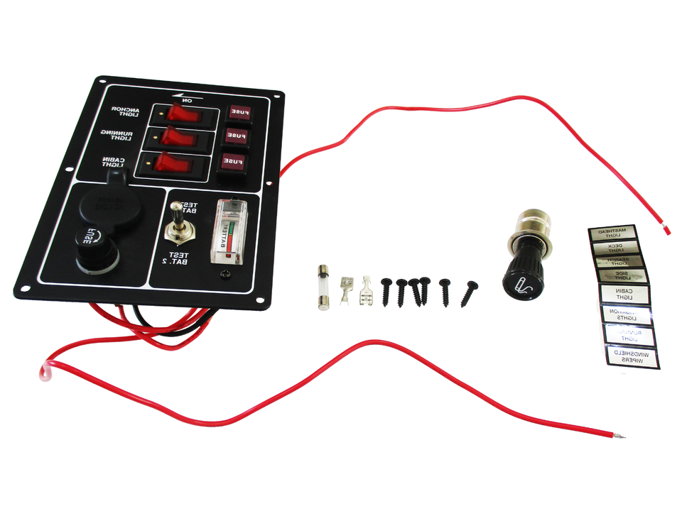 Aluminum Switch Panel 256-05005-00 Marine Boat | Black Universal 3-Gang ...