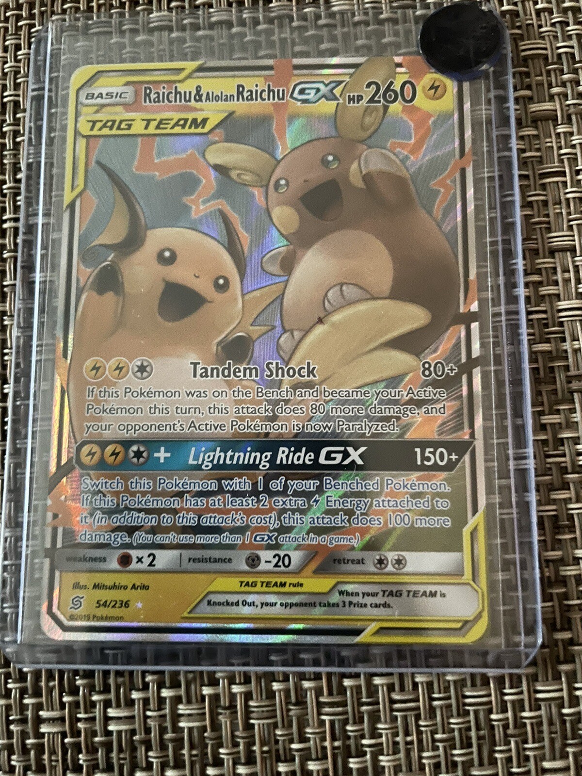 Pokémon TCG Raichu & Alolan Raichu Tag Team GX Unified Minds 54/236 ...