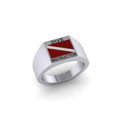 Scuba Dive Instructor Flag 925 Sterling Silver Ring Fine Adventure ...