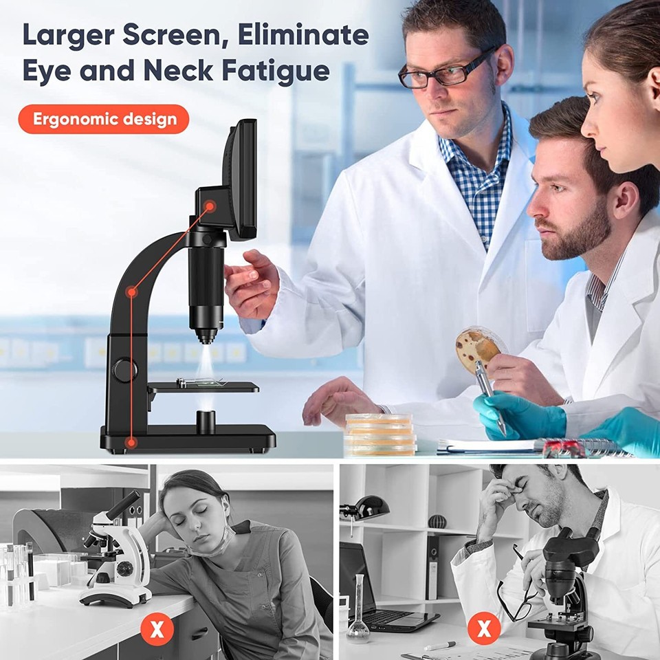 TOMLOV 7" Screen Digital Microscope 2000X Biological Microscope Coin ...