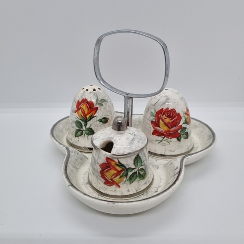 Vintage Midwinter Floral 3 Piece Cruet Set And Tray Stand C1930s | eBay