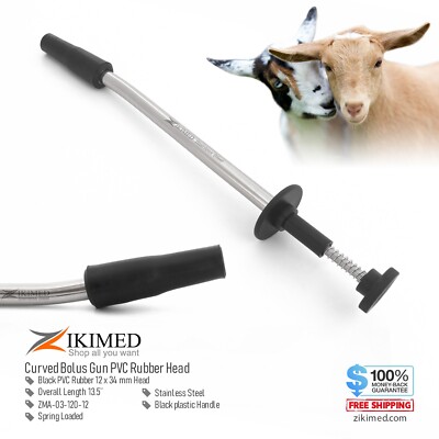 Bolus and Balling Gun,Soft Black Rubber Cup Curved for Sheep, Goats ...