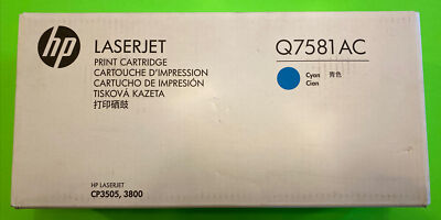 NEW HP Q7581AC Cyan Toner for LaserJet 3505 3800 Printers Q7581-00905 ...