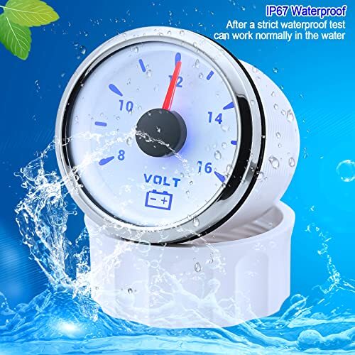 Voltmeter Gauge 7 Color Backlight 2-1/16" 52mm Voltage Range 8-16 Volts ...