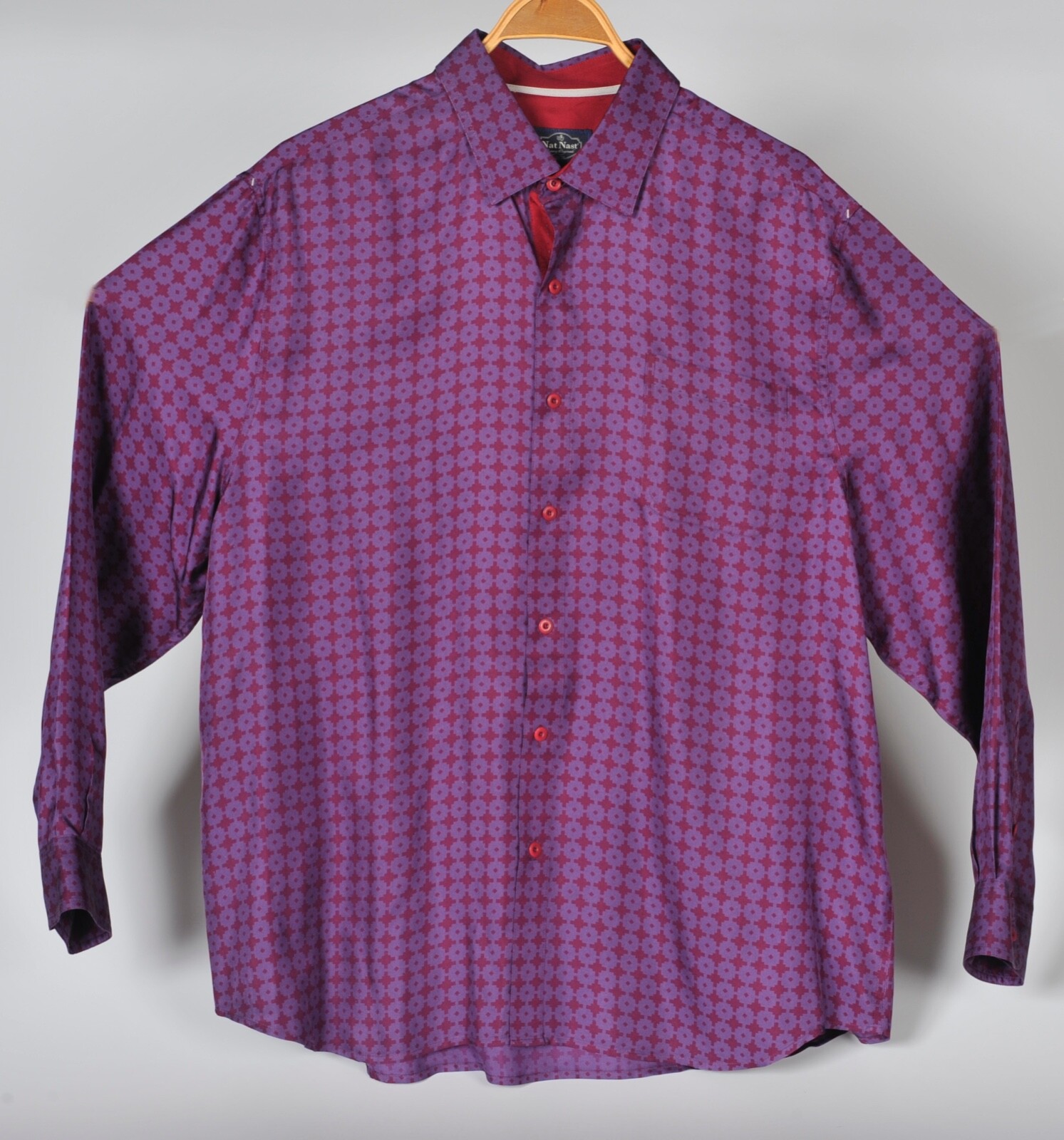 Nat Nast Long Sleeve Button Silk Shirt Men's XL Purpl… - Gem