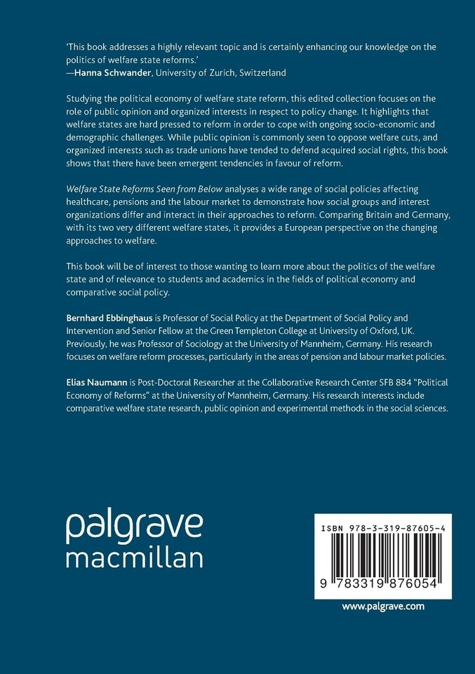 Welfare State Reforms Seen from Below, Comparing Public 9783319876054 ...