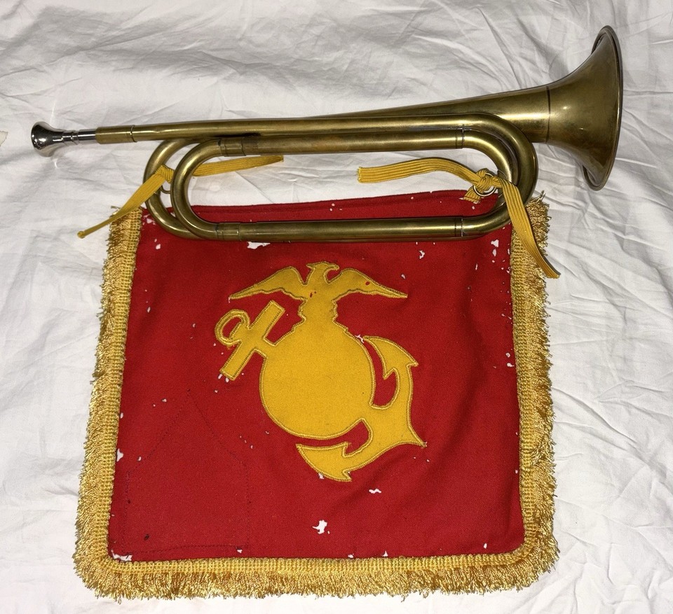 Rare 1930's WW2 USMC Field Music’s Trumpet & EGA Banner Musician Marine ...