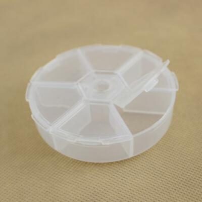 5pcs 6 slots clear Round Storage Plastic Box useful mini multi-purpose ...
