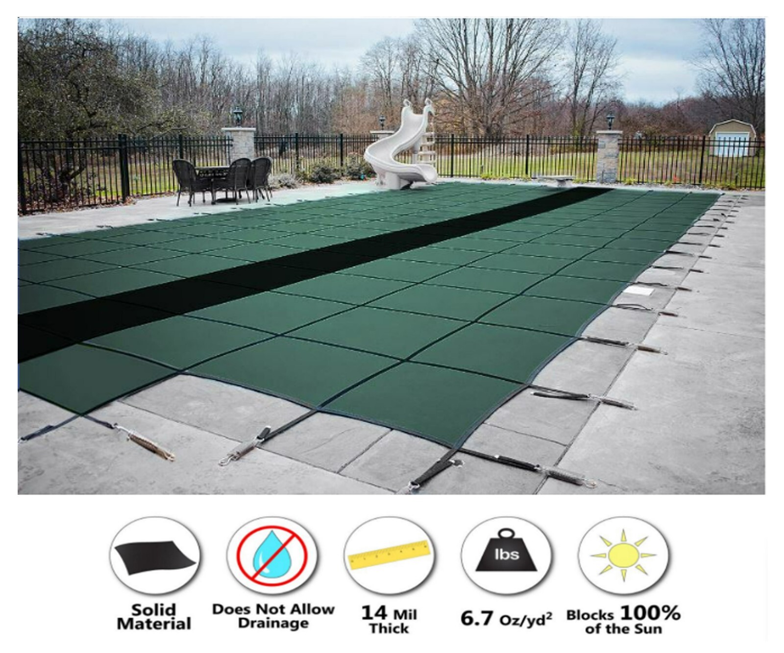 GLI HyPerLite Rectangle Solid Swimming Pool Safety Cover w/ Sure-Flo ...