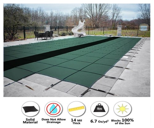 GLI HyPerLite Rectangle Solid Swimming Pool Safety Cover w/ Sure-Flo ...
