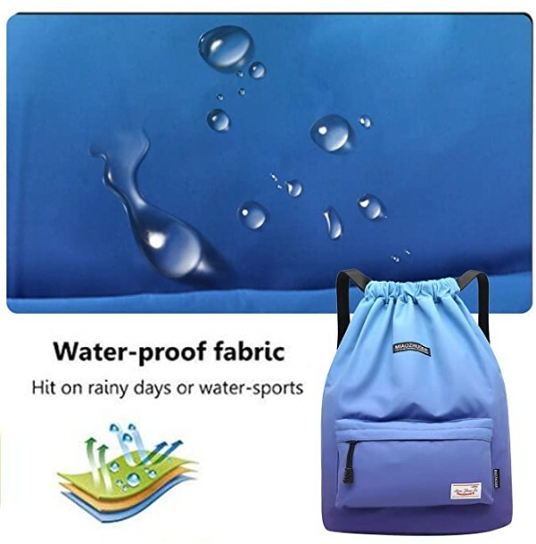 Gym Drawstring Backpack Water Resistant String Nylon Shoulder Travel ...