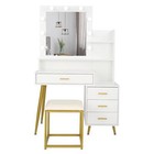Vanity Set Desk with Lighted Mirror Makeup Dressing with 4 Drawers and ...