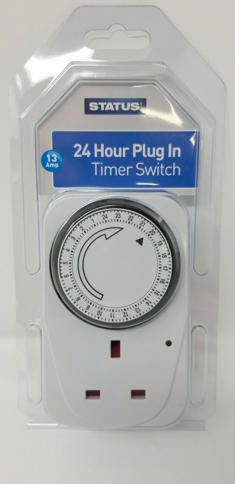 24hr Plug In Mechanical Timer Time Switch Clock Mains 13a Household 1,2 ...