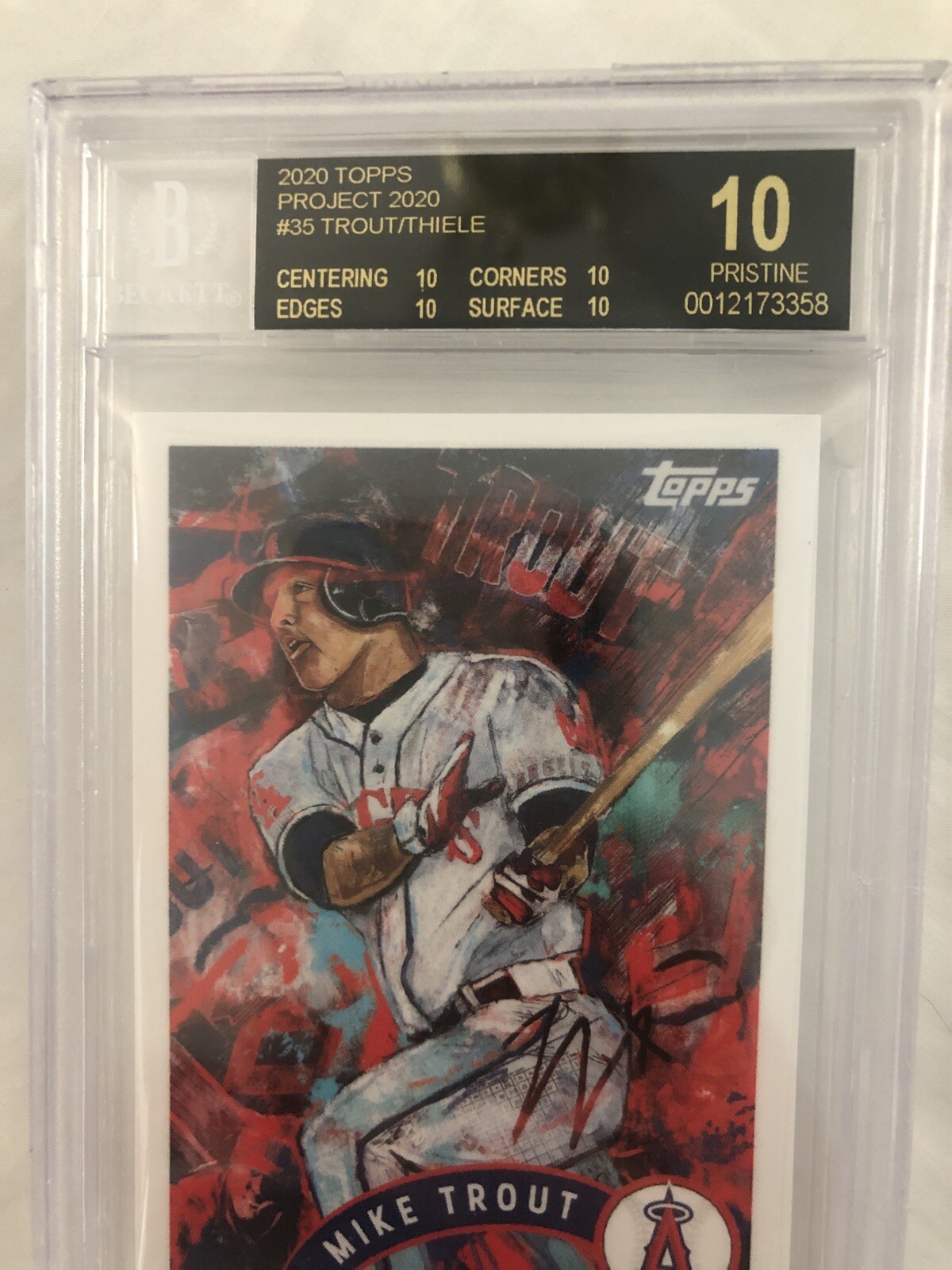 MIKE TROUT TOPPS PROJECT 2020 Andrew Thiele 35 BLACK LABEL BGS 10 Card ...