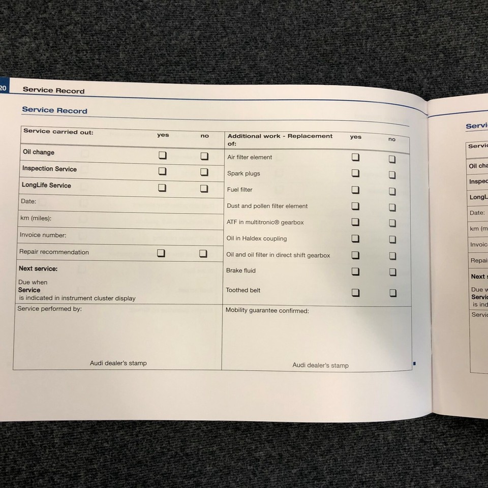 AUDI A3 SERVICE BOOK 8P 8V 3 5 DOOR SPORTBACK S3 RS 3 Not Owners ...