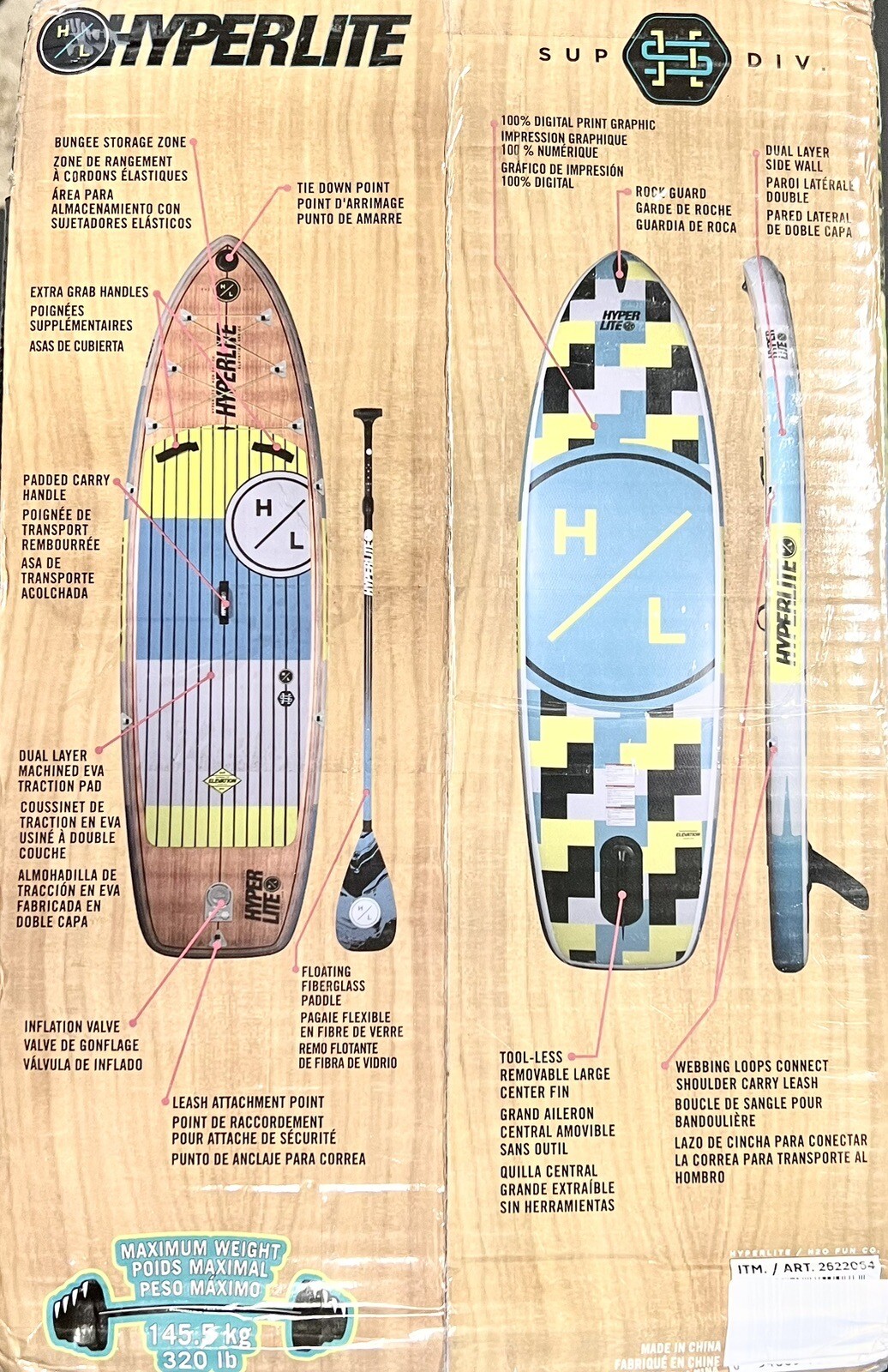 HO Sports Hyperlite Elevation Inflatable Stand Up Paddleboard for sale ...